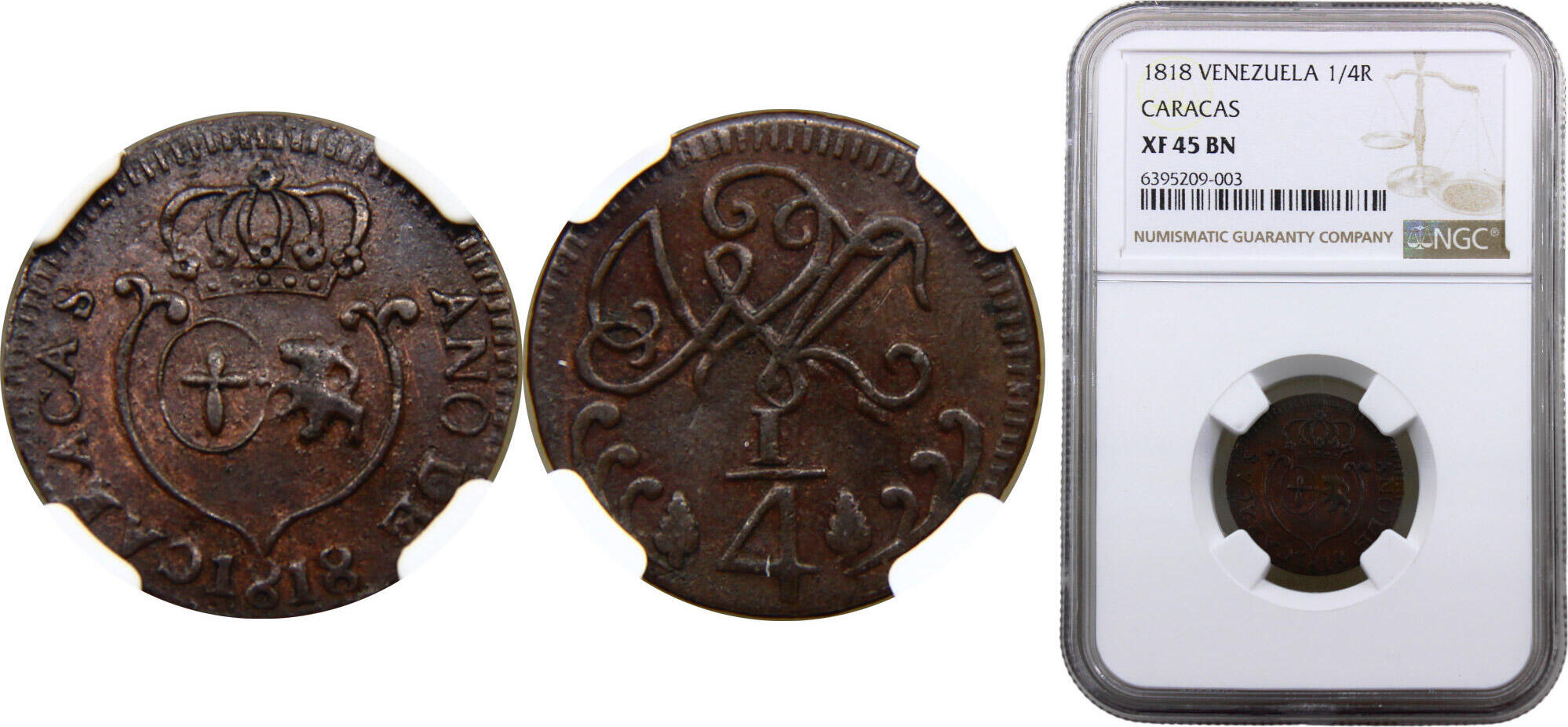 Venezuela Caracas Venezuelan provinces 1818 ¼ Real - Fernando VII ...