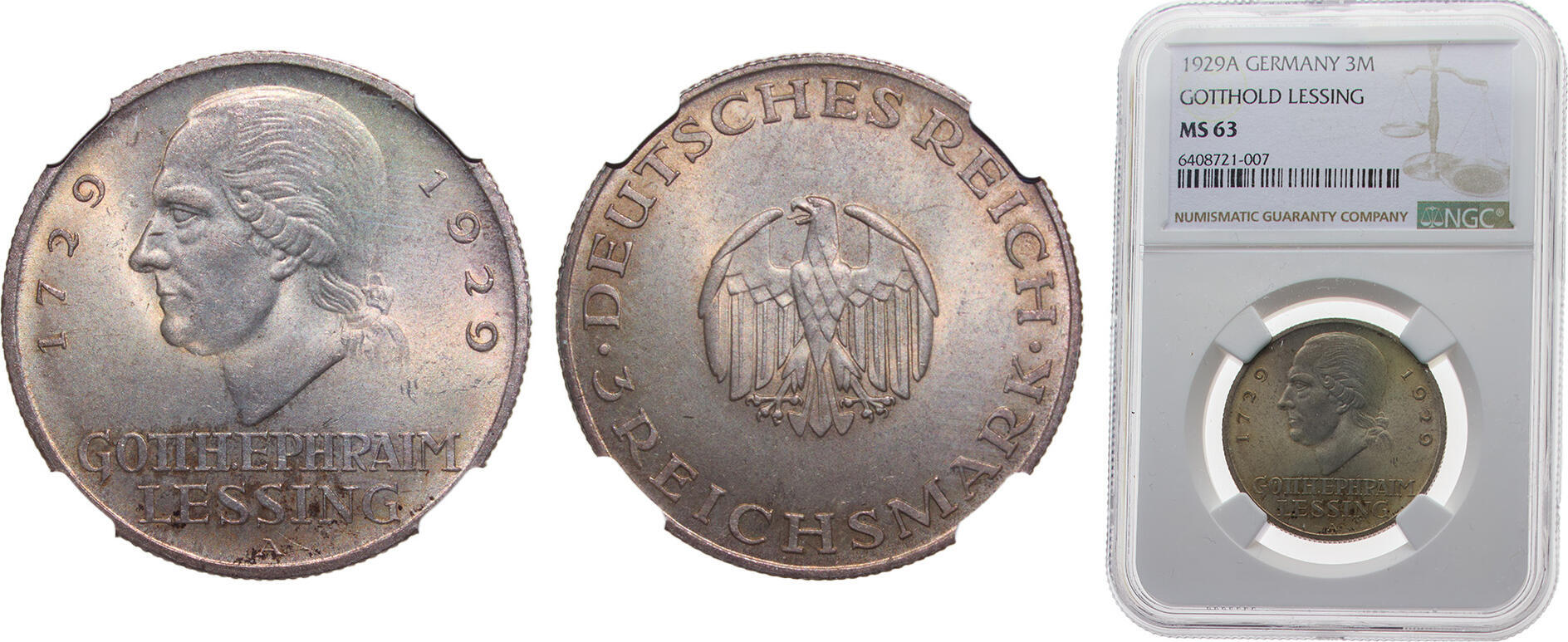 1929 A Berlin Mint Germany German states 1929 A 3 Reichsmark (Gotthold ...