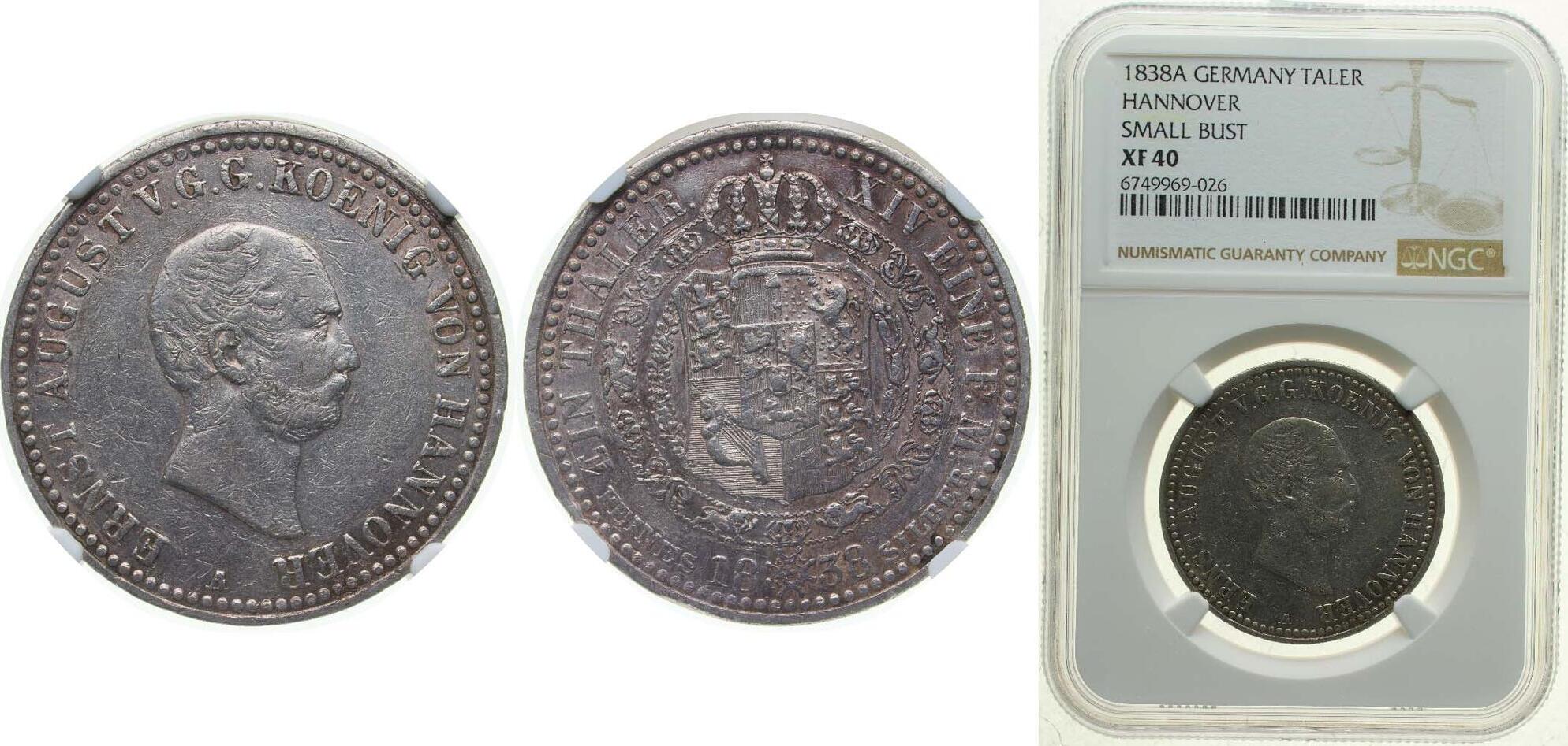 Germany Kingdom of Hannover German states 1838 A 1 Thaler - Ernest ...