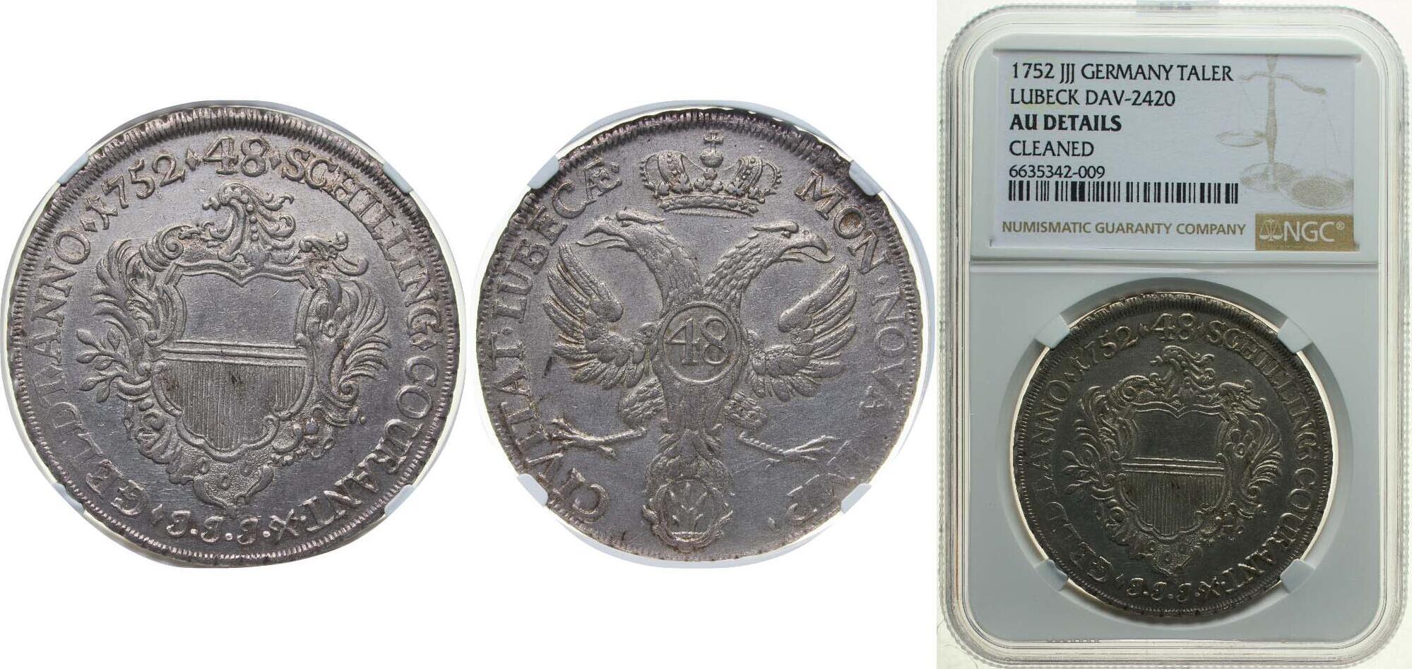 Germany Free Hanseatic city of Lübeck 1752 48 Schilling Silver (.750 ...