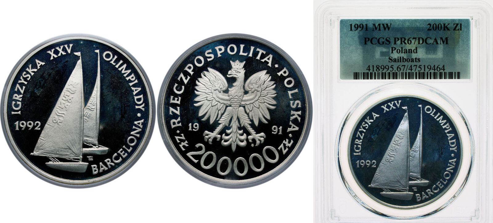 1991 MW Mint of Poland Poland Third Republic 1991 MW 200 000 Zlotys ...