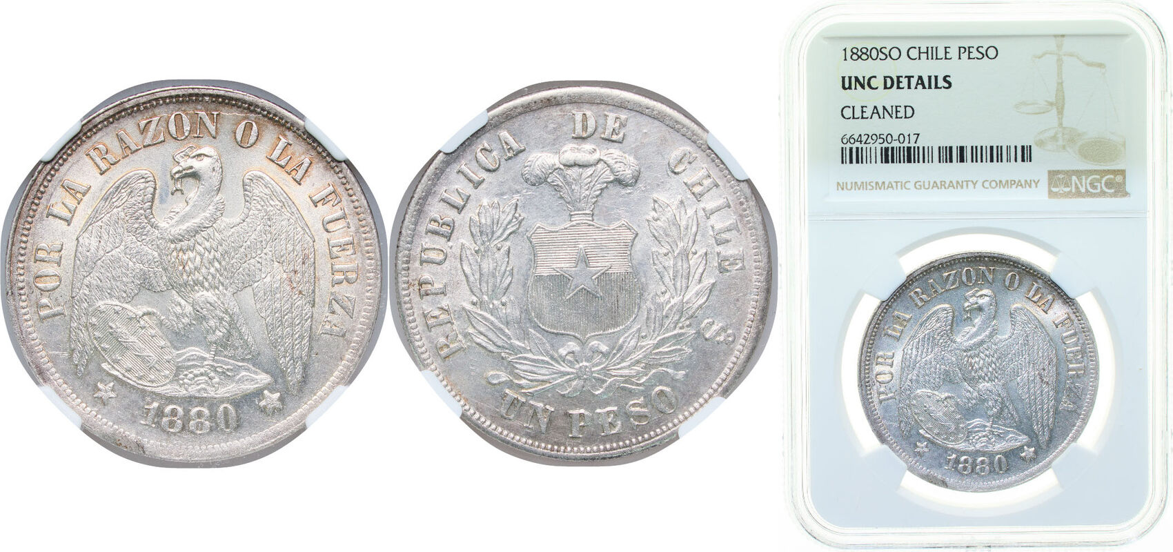 1880 So Casa de Moneda de Chile Republic 1880 So 1 Peso Silver (.900 ...