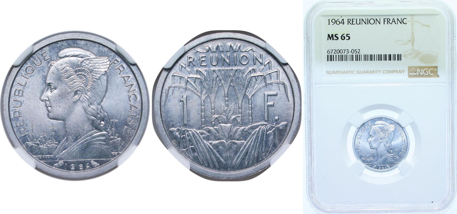 1964 Paris Mint France Réunion (1848-date) French colony 1964 1 Franc ...