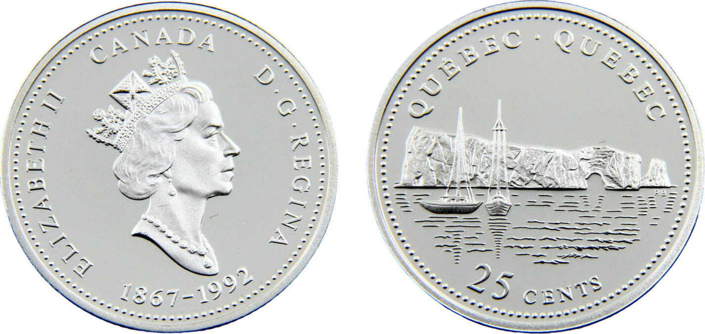 Canada Commonwealth Elizabeth II 1992 25 Cents Quebec PF | MA-Shops