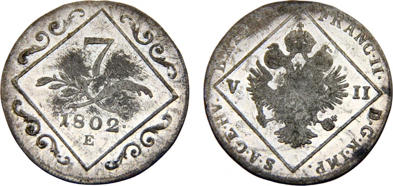 1802 E Karlsburg mint Austria Holy Roman Empire Franz II 1802 E 7 ...