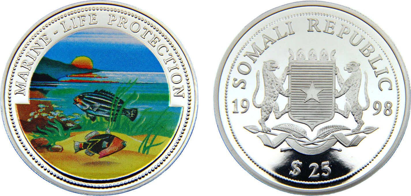 Somalia Republic 1998 25 Shillings Marine Life Protection, coloured PF ...