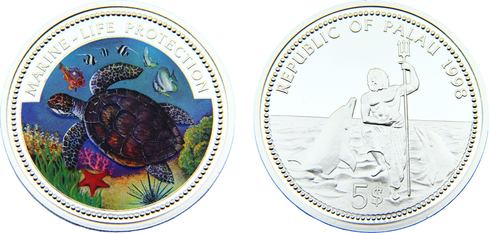 Palau Republic 1998 5 Dollars Sea Turtle, coloured PF | MA-Shops