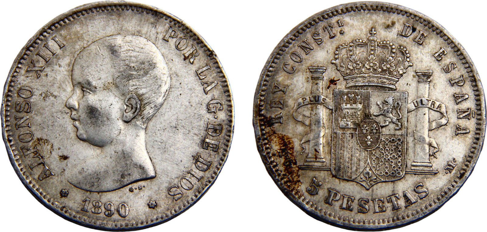 1890 *18-90 PGM Madrid mint Spain Kingdom Alfonso XIII 1890 *18-90 PGM ...