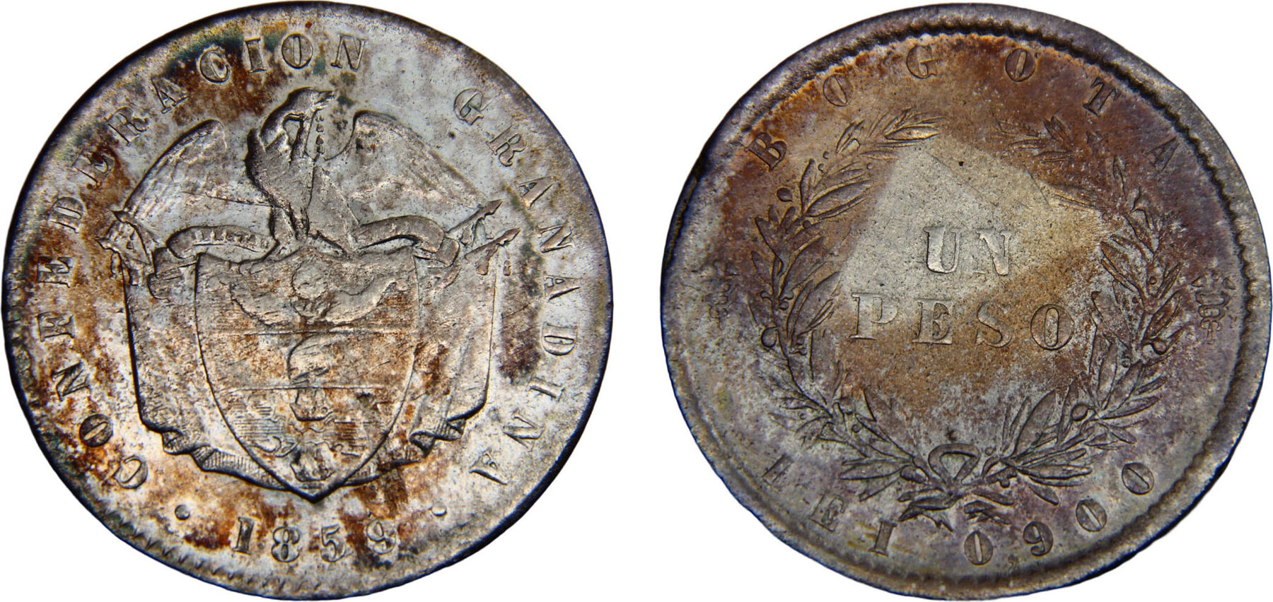 Colombia Granadine Confederation 1859 1 Peso Bogota XF | MA-Shops