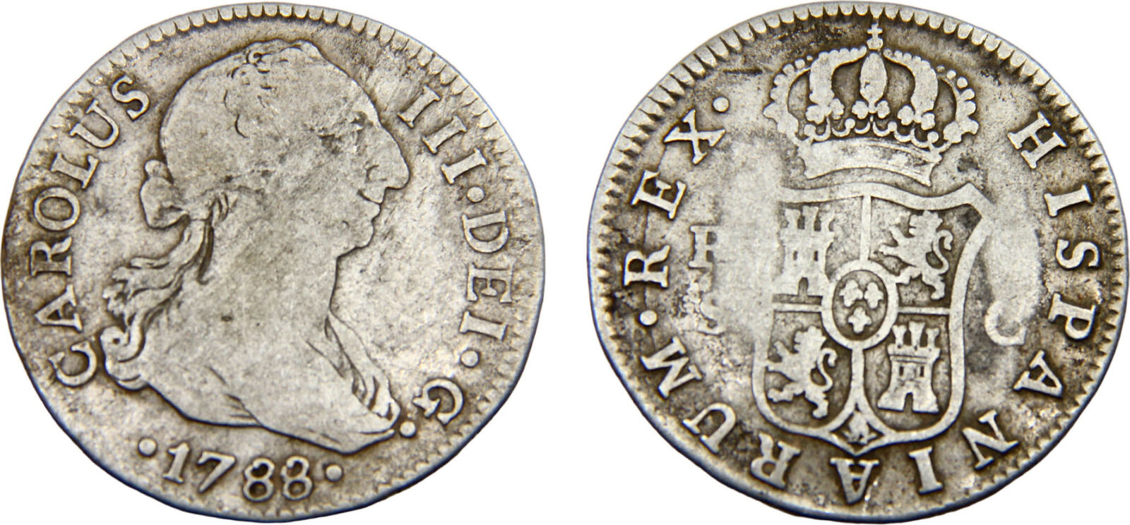 1788 S C Sevilla mint Spain Kingdom Carlos III 1788 S C 2 Reales VF ...