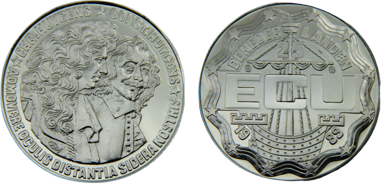 1989 (Mintage 5000) Netherlands Kingdom Beatrix 1989 25 ECU Christiaan ...