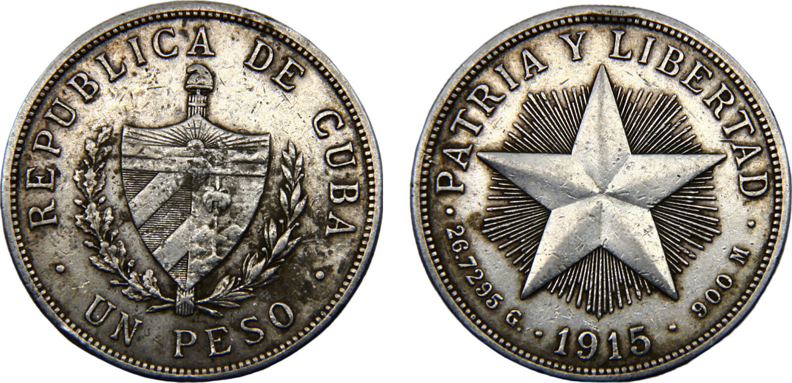 Cuba First Republic 1915 1 Peso Type Star XF | MA-Shops