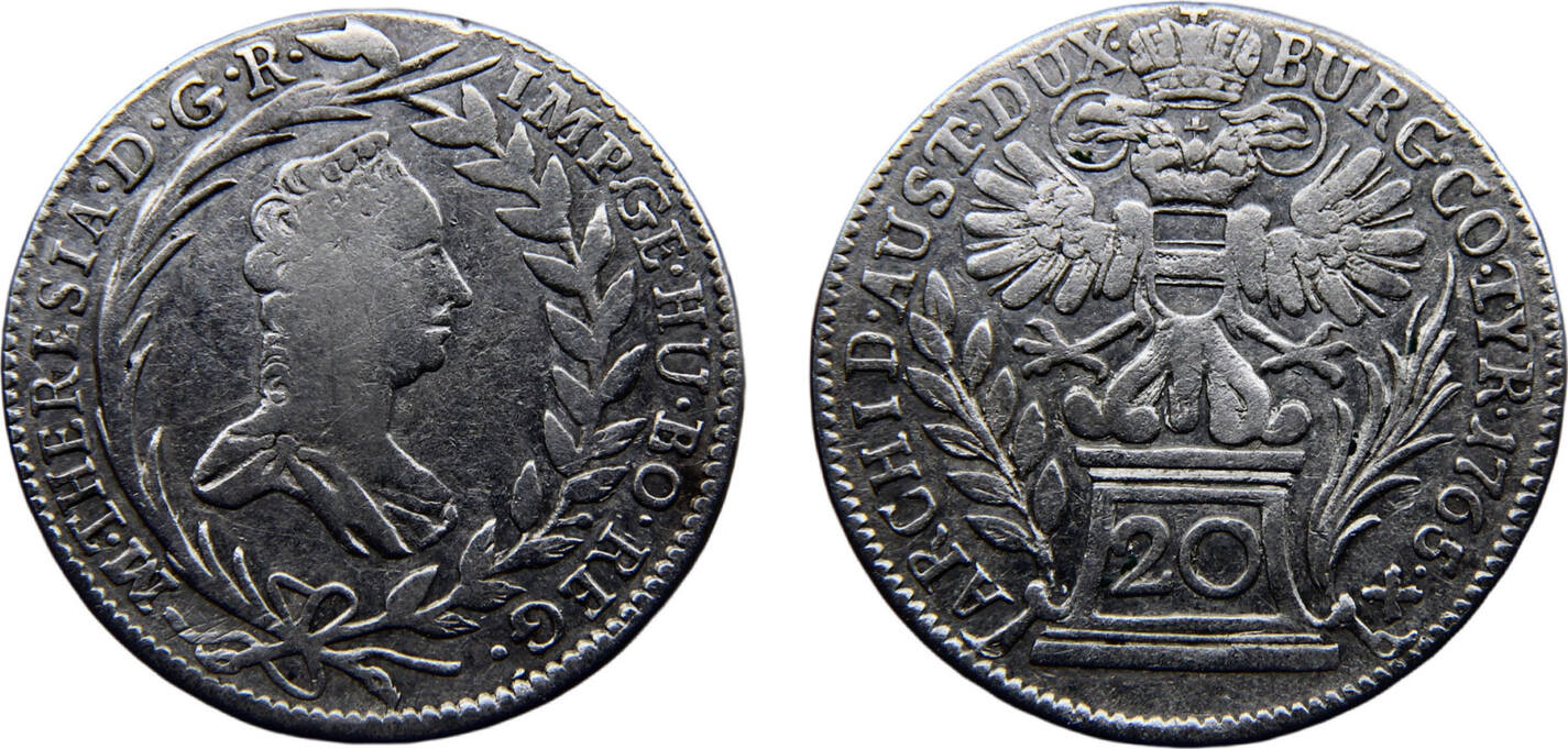 1765 Vienna mint Austria Holy Roman Empire Maria Theresia 1765 20 Kreuzer VF | MA-Shops