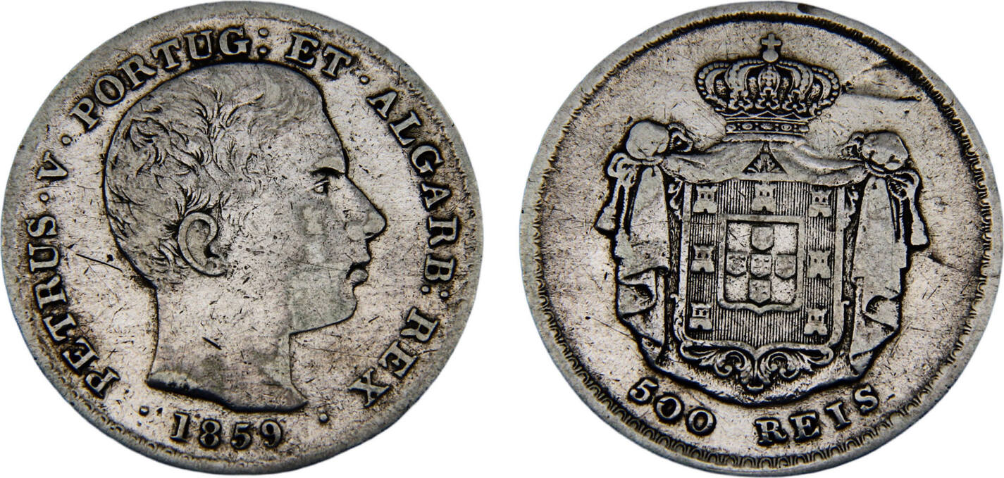 Portugal Kingdom Pedro V 1859 500 Reis VF | MA-Shops