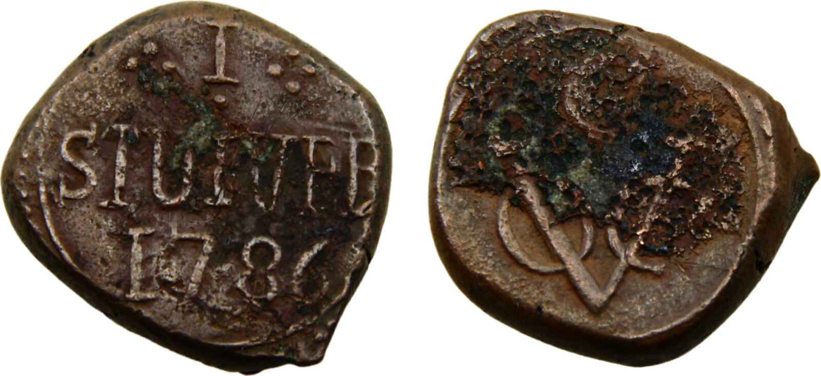 Sri Lanka Ceylon Dutch colony 1786 1 Stuiver VOC, the Dutch East India ...