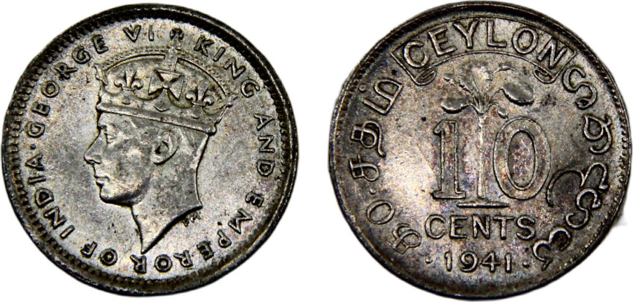 Sri Lanka 1941 Calcutta mint Ceylon British colony George VI 1941 10 ...