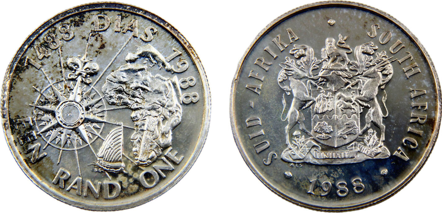 1988 (Mintage 7091) South Africa Republic 1988 1 Rand 500th anniversary ...