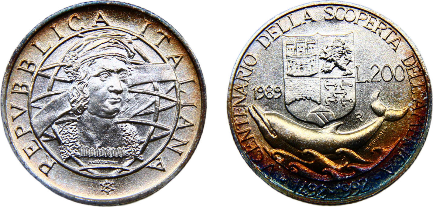 1989 R Rome mint(Mintage Italy Republic 1989 R 200 Lire 500th ...