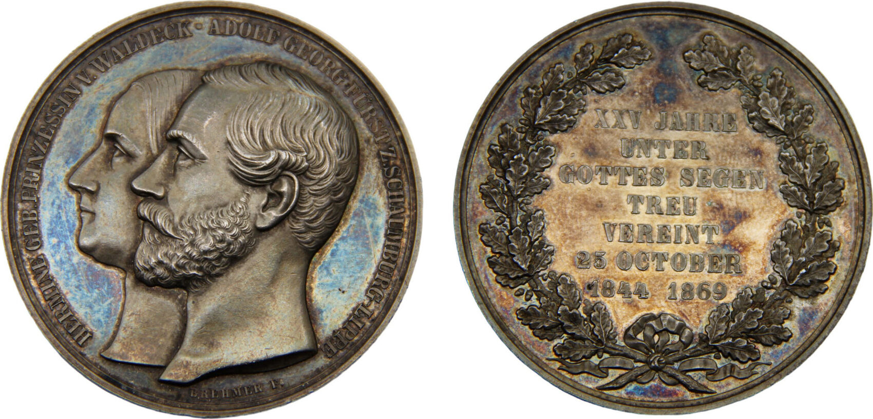 NULL Germany Schaumburg-Lippe Adolf George 1869 Silver wedding, 46mm BU ...