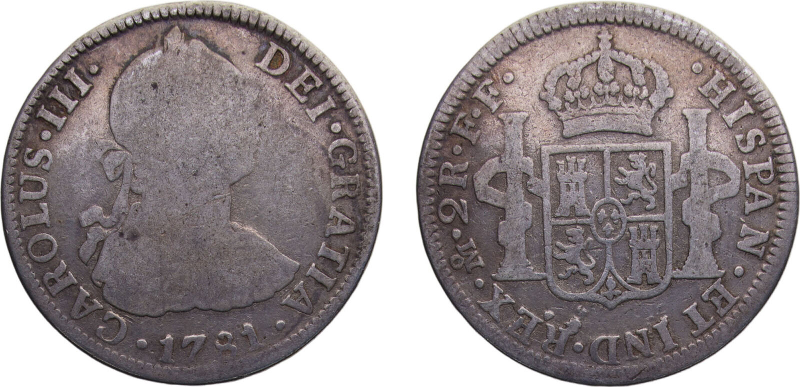 1781 Mo FF Mexico City mint Mexico Spanish colony Carlos III 1781 Mo FF ...