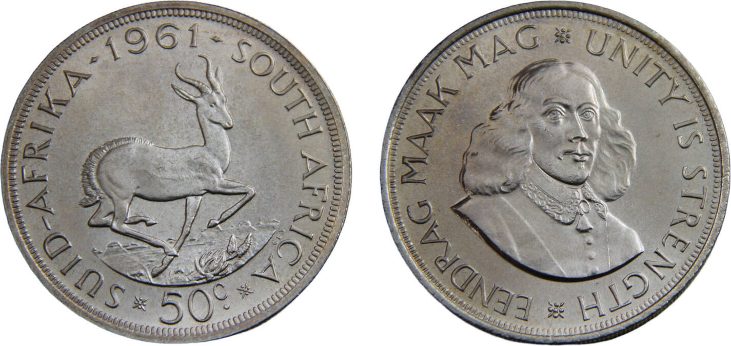 South Africa Republic of South Africa 1961 50 Cents Jan Van Riebeeck BU ...