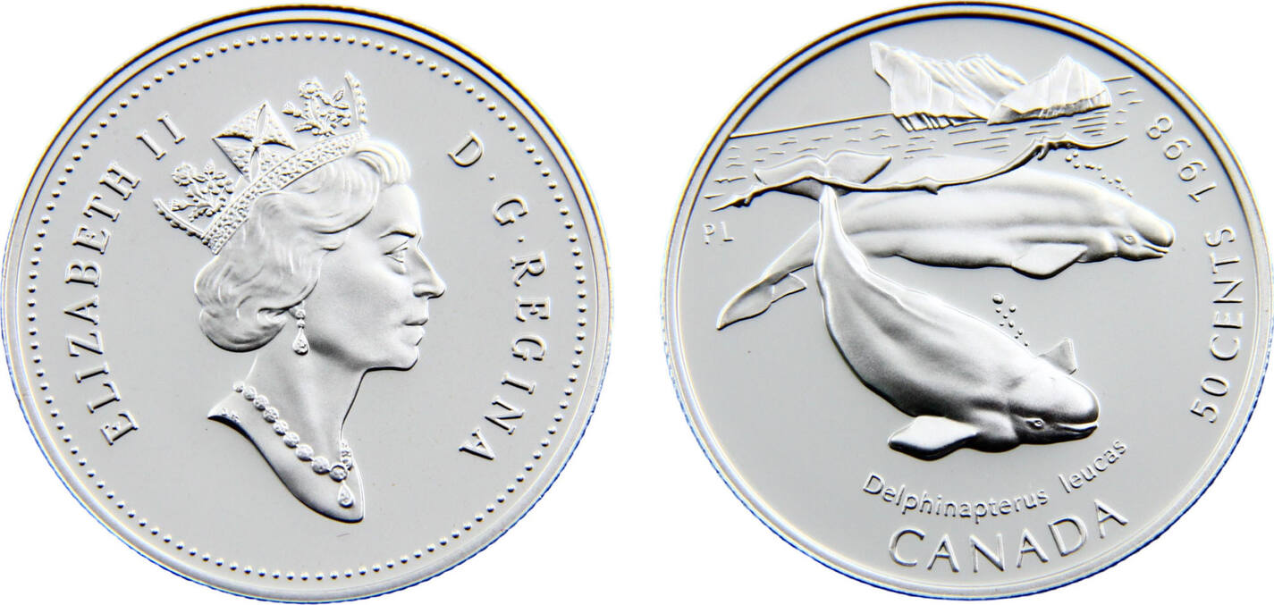 Canada Commonwealth Elizabeth II 1998 50 Cents Beluga Whale PF | MA-Shops