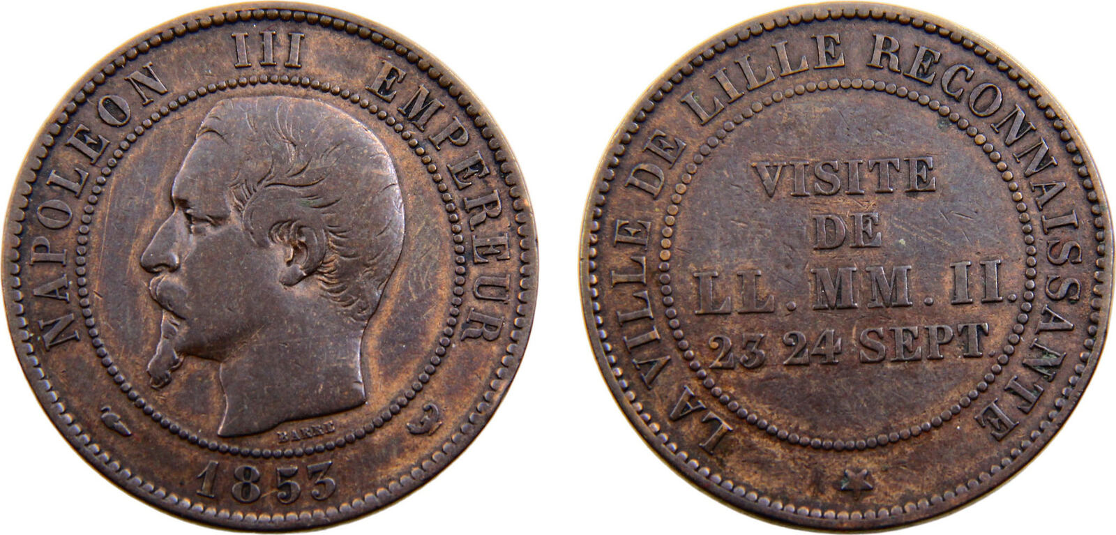 1853 (Mintage 1000) France Second Empire Napoleon III 1853 Medal Module ...