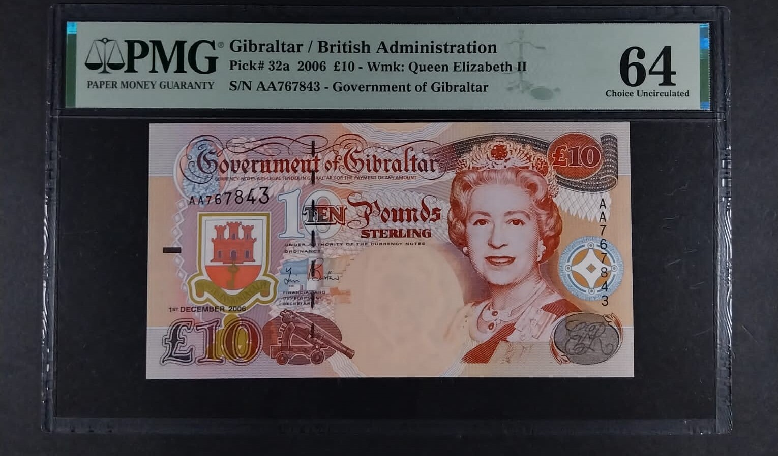 GIBRALTAR 10 POUNDS 2006 BRITISH ADMINISTRATION. Queen Elizabeth II ...