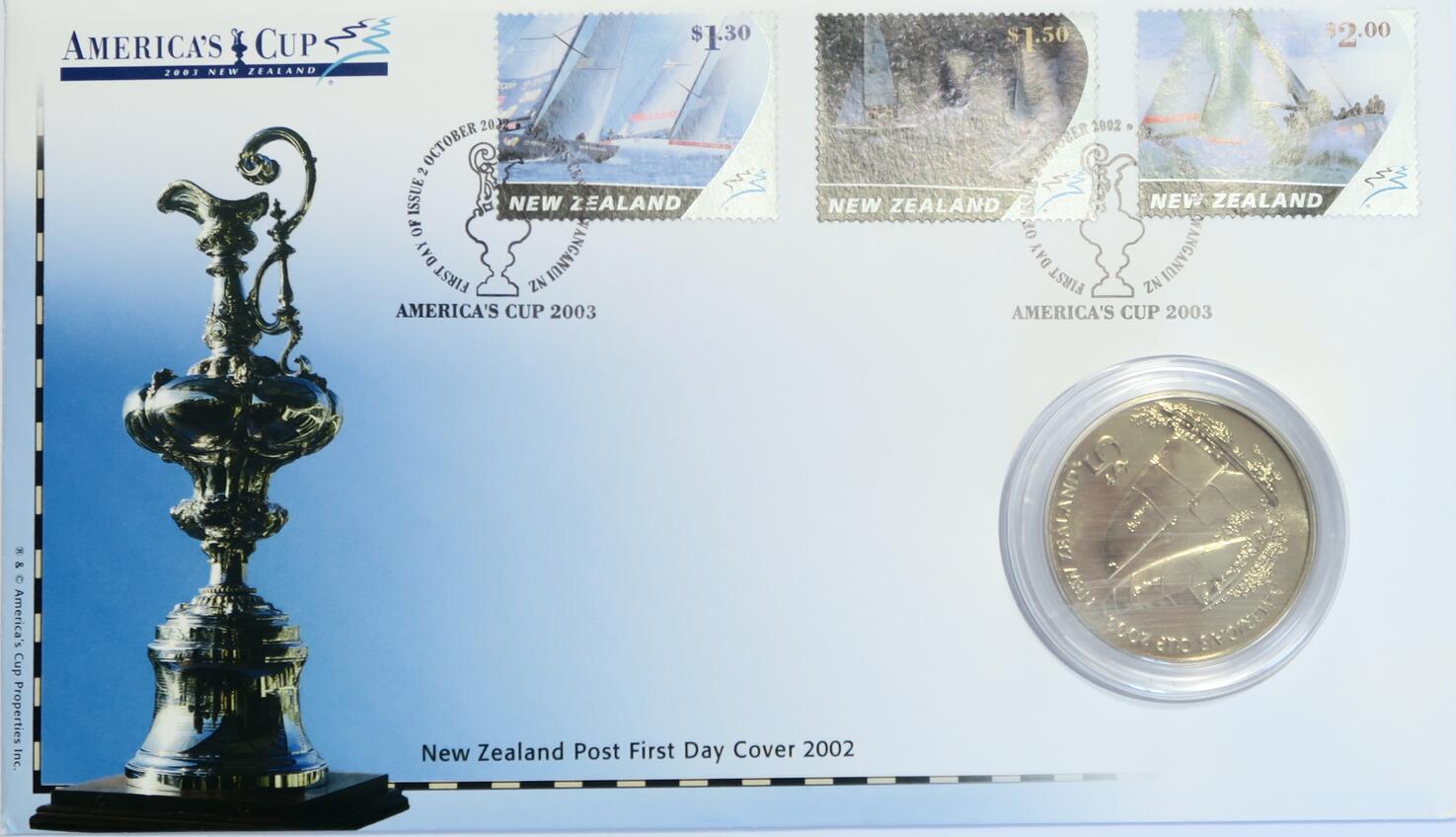 New Zealand 5 Dollars America's Cup Numismatic F.D.C. 2002 Unc | MA-Shops
