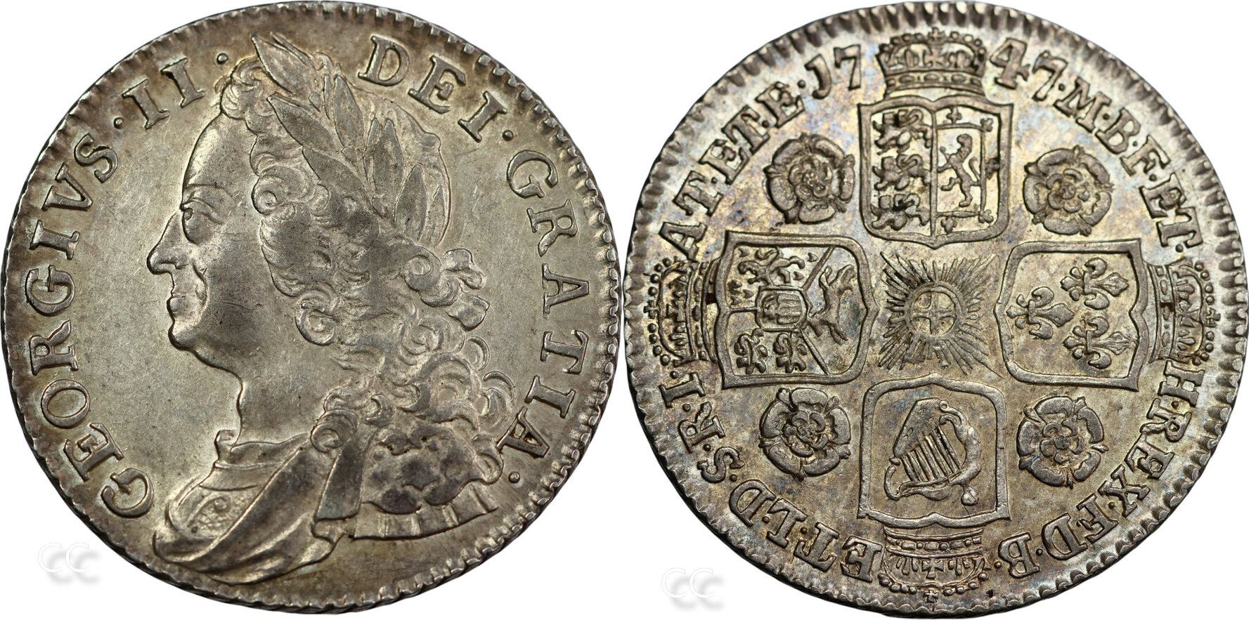 Great Britain Shilling 1747 King George II, Roses reverse EF | MA-Shops
