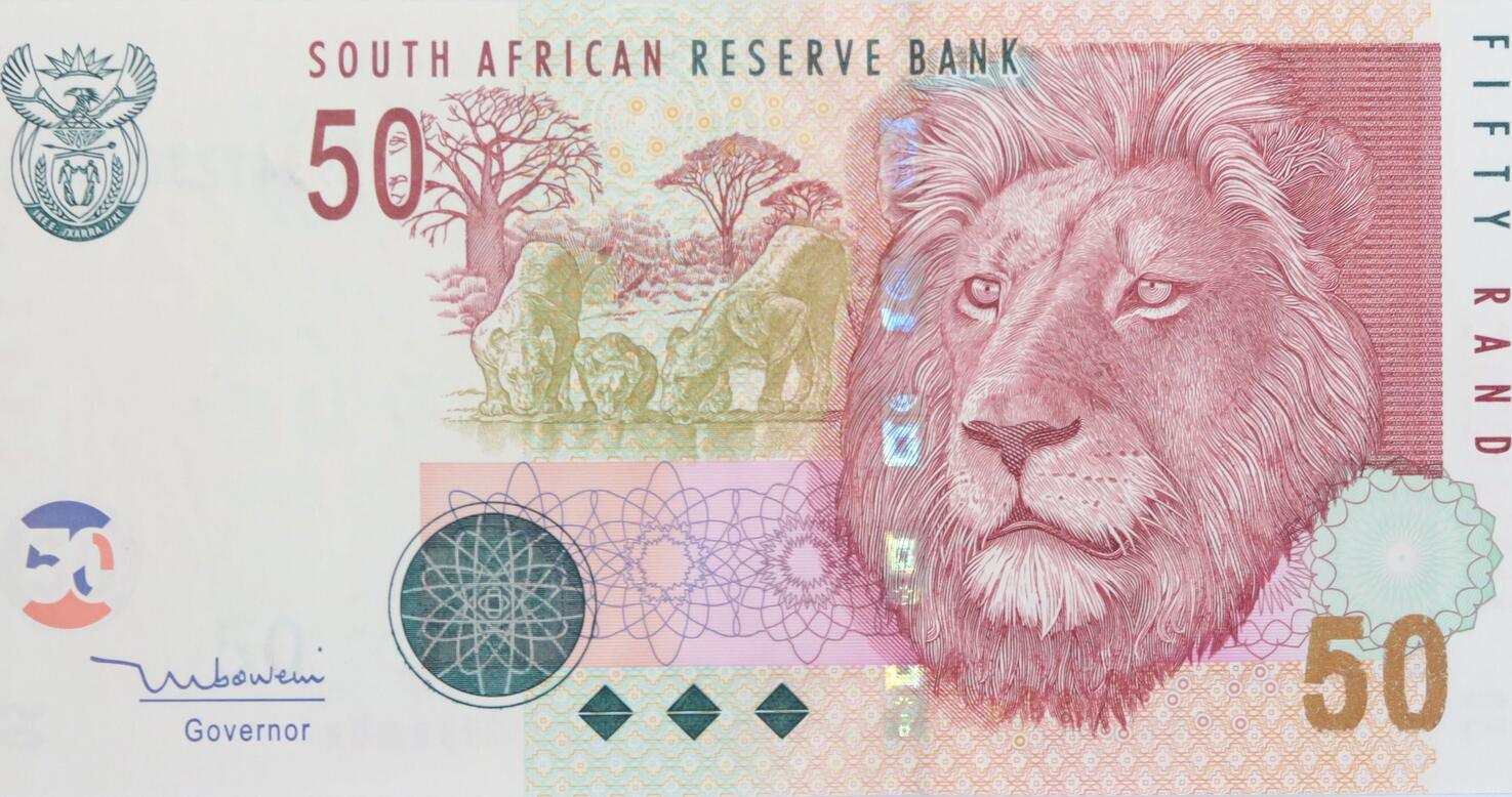 South Africa 50 Rand 2005 AA First Prefix banknote, Male lion UncKM ...