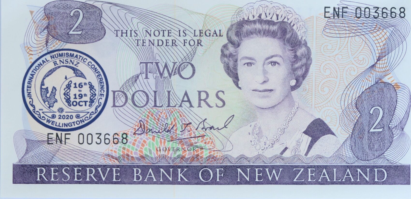 New Zealand 2 Dollars 2020 Wellington Conference $2 overprint ...