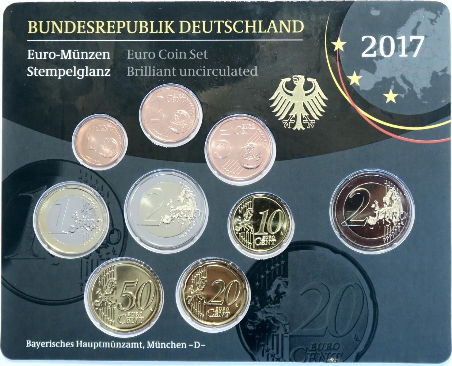 Germany 2017 Euro Coin Set Munich mint Brilliant uncirculated | MA-Shops
