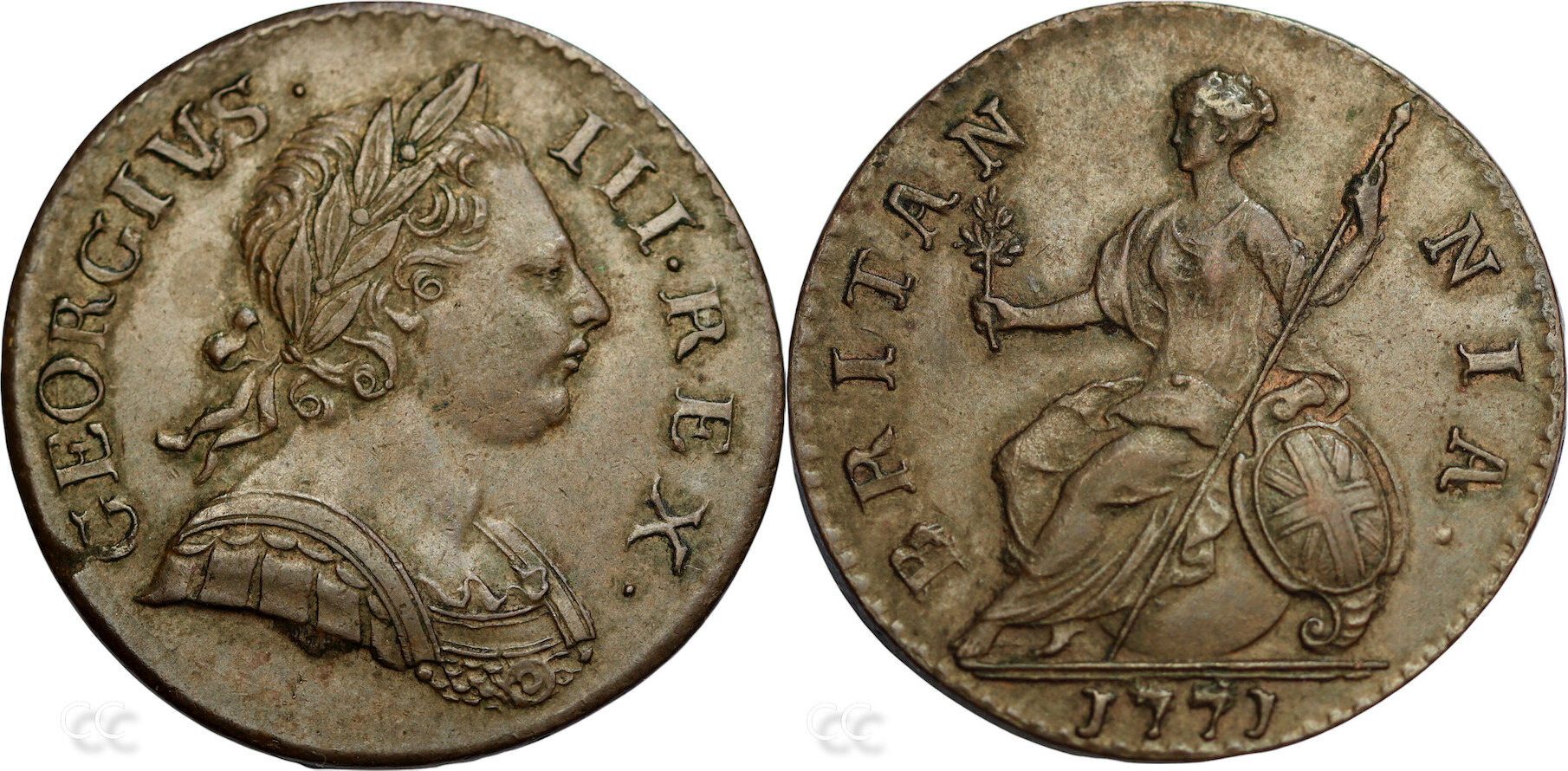 Great Britain Halfpenny 1771 King George III EF | MA-Shops
