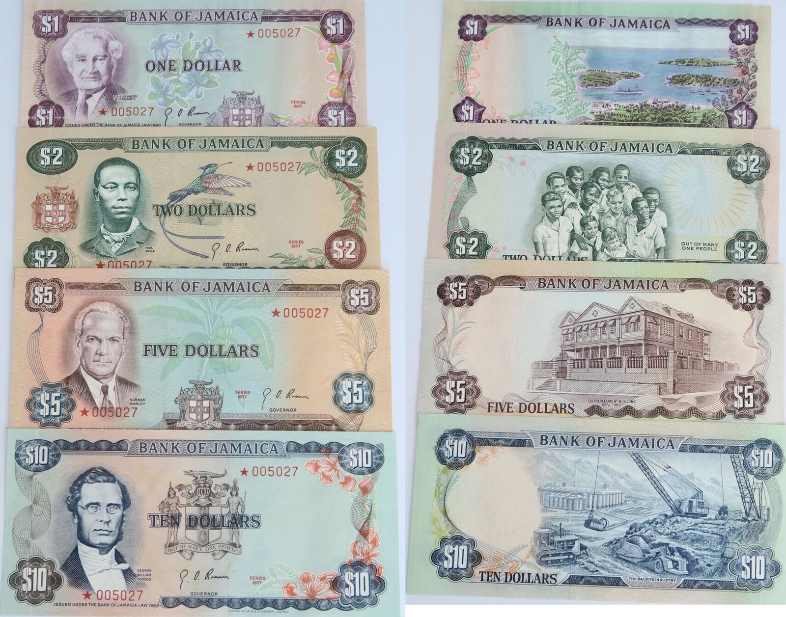 1976-7 Bank of Jamaica Banknote & F.D.C. sets Unc | MA-Shops