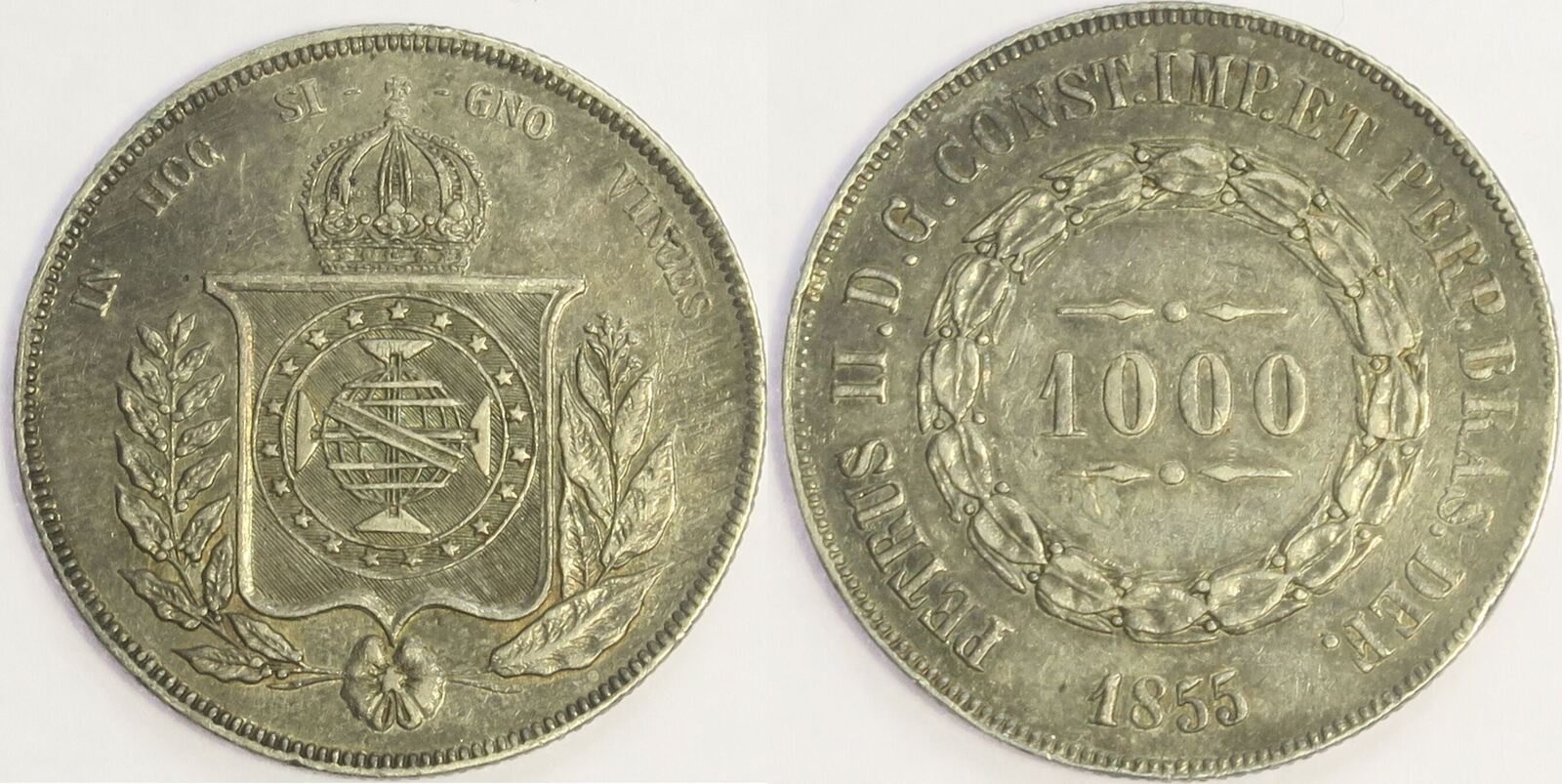 Brazil 1000 Reis 1855 Pedro II EF | MA-Shops