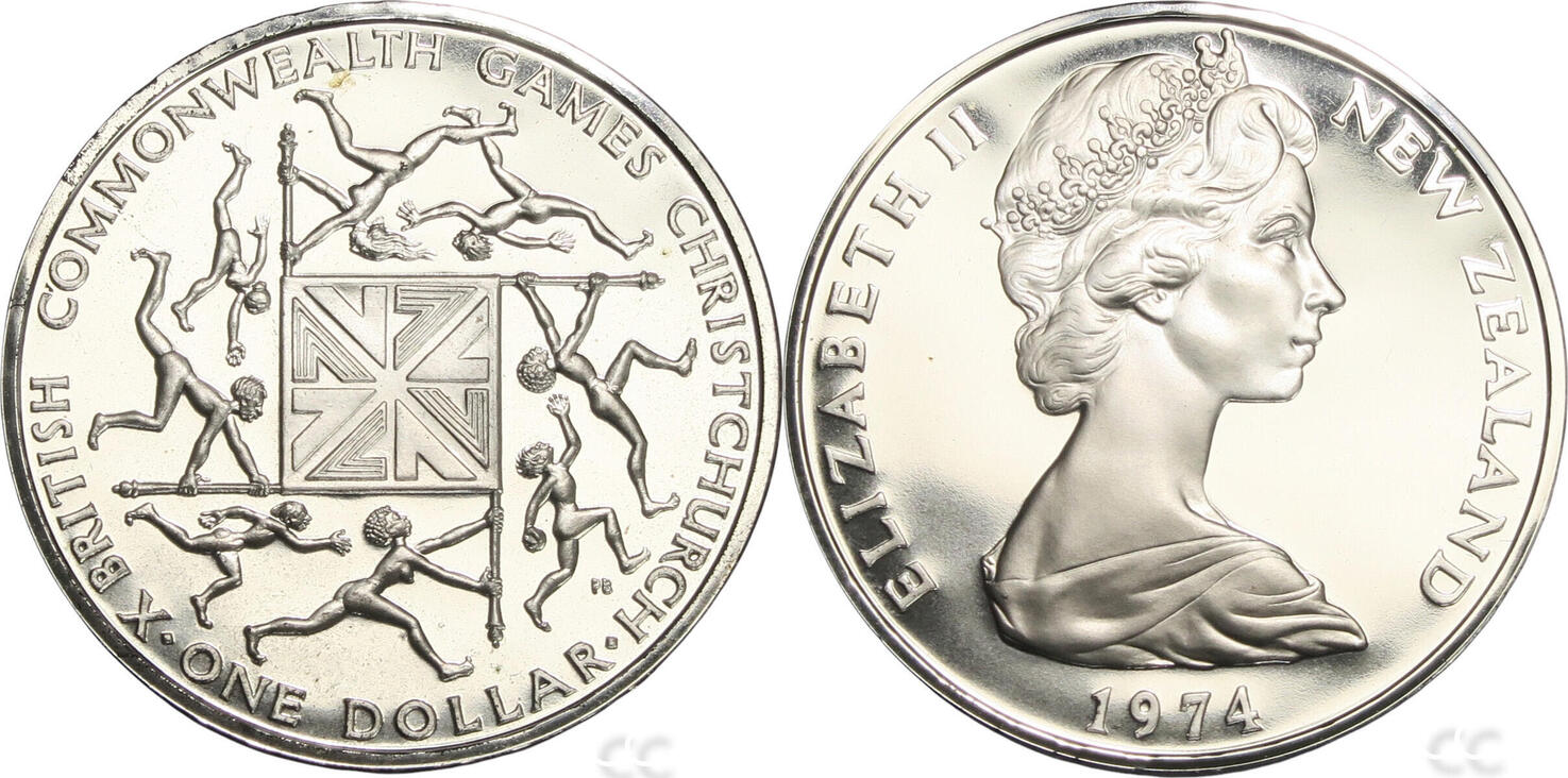 New Zealand Dollar 1974 Commonwealth Games Christchurch. Proof | MA-Shops