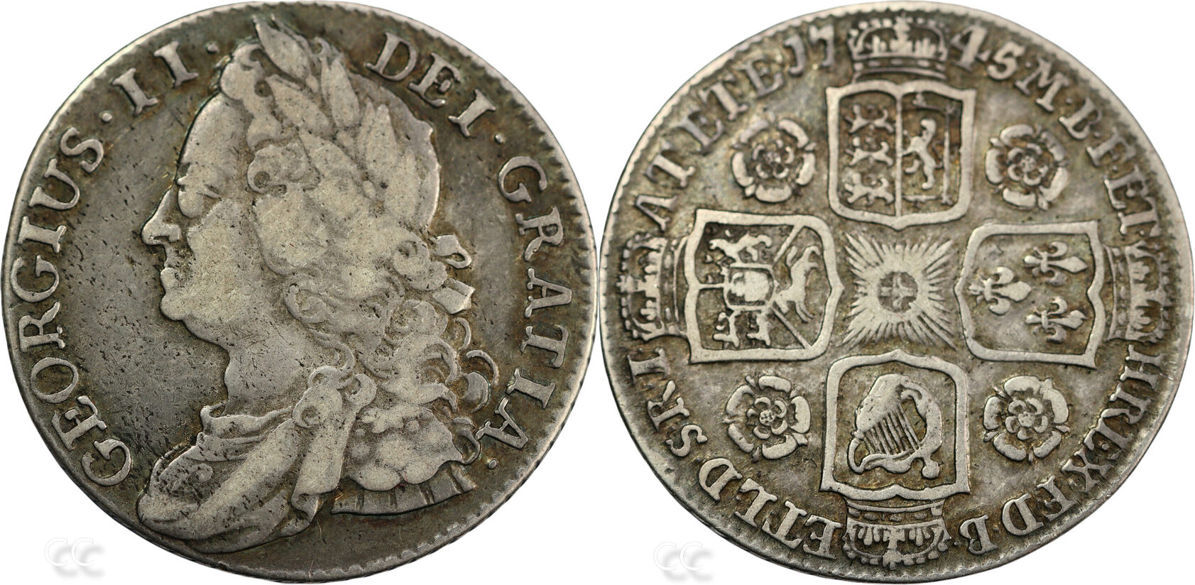 Great Britain Shilling 1745 King George II Fine-VF | MA-Shops