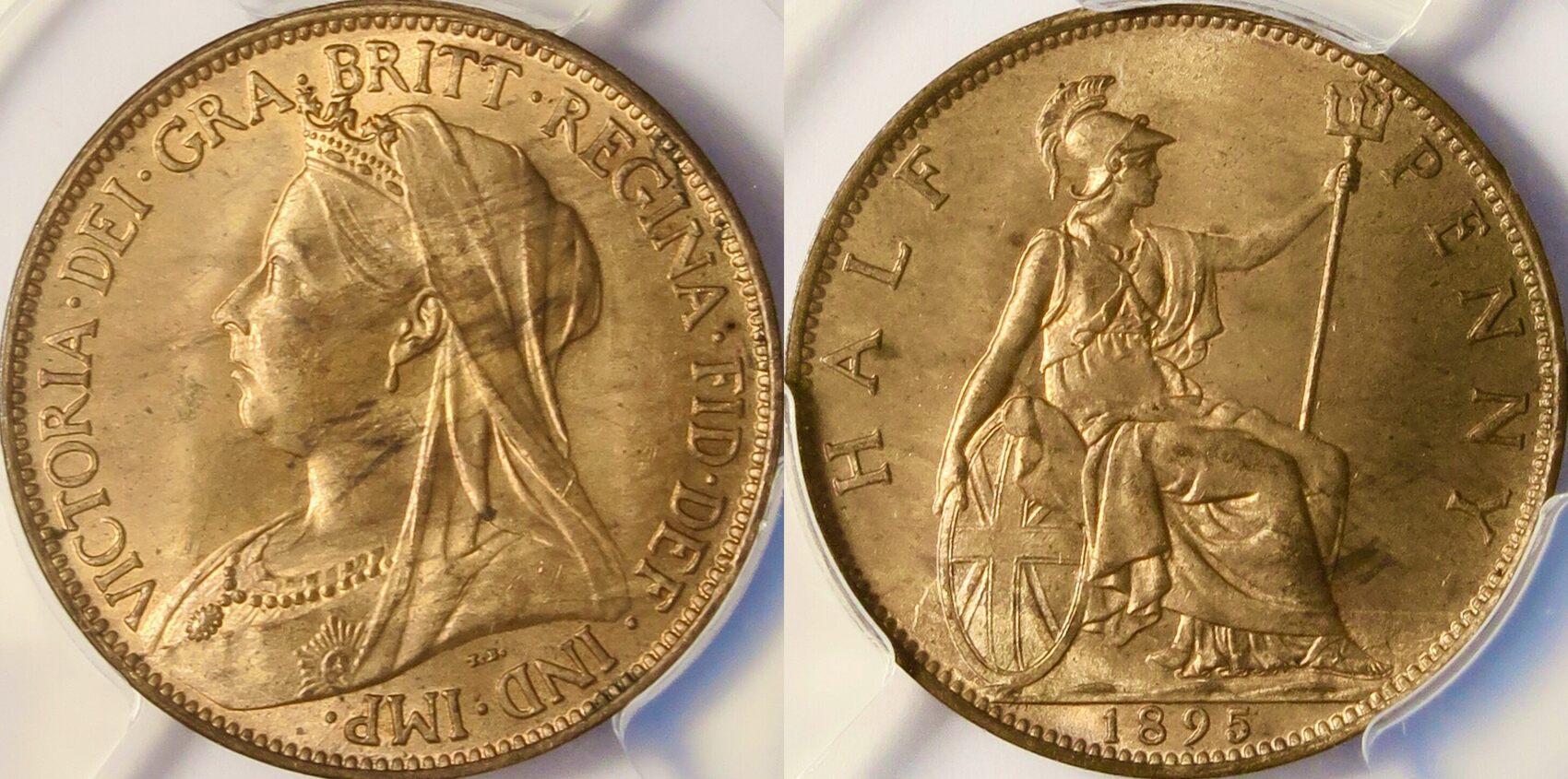 Great Britain Halfpenny 1895 Queen Victoria Old Head Coinage MS64RD ...