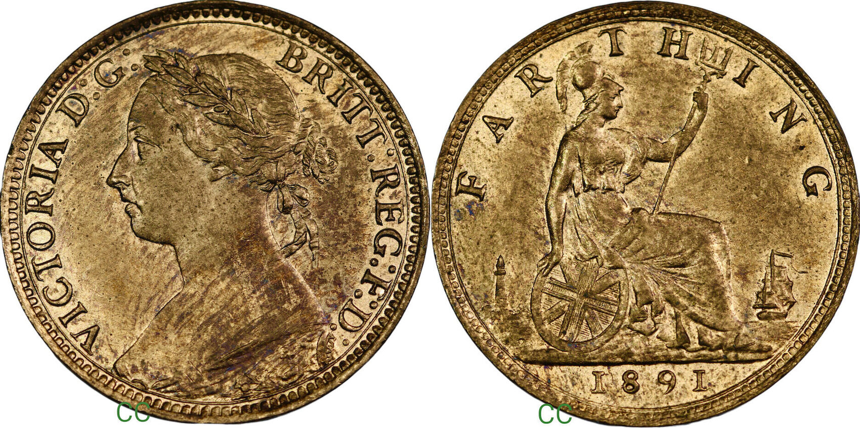 Great Britain Farthing 1891 Queen Victoria Unc | MA-Shops