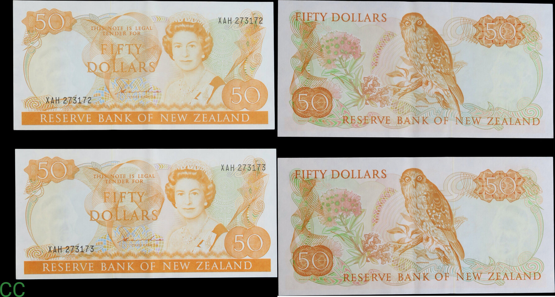 New Zealand 50 Dollars 1983-85 Consecutive numbered notes aUNC | MA-Shops