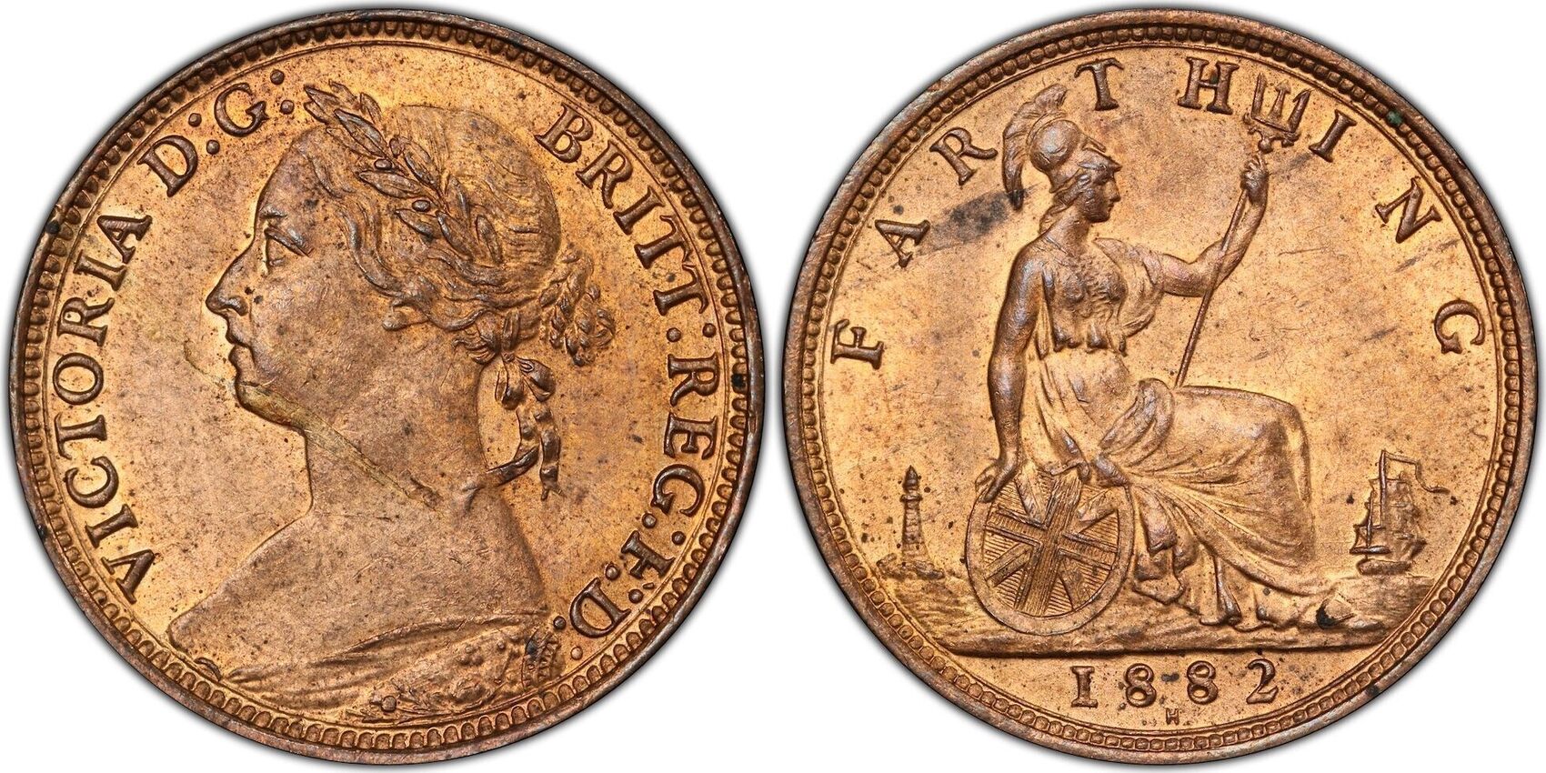 Great Britain 1/4D 1882-H Queen Victoria's Reign, 1837-1901. PCGS ...
