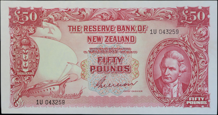 New Zealand 50 Pounds 1955-1956 Signature: R.G.Wilson gEF | MA-Shops