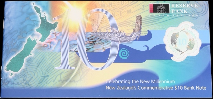New Zealand 10 Dollars 2000 Millennium red serials UNC | MA-Shops