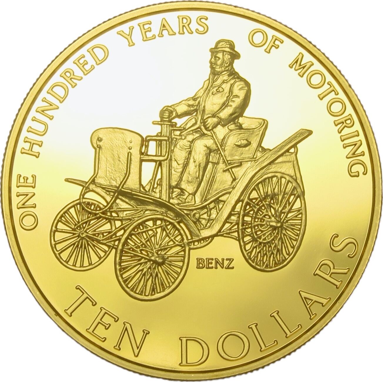 New Zealand 10 Dollars 1998 Benze 100 years motoring Proof | MA-Shops
