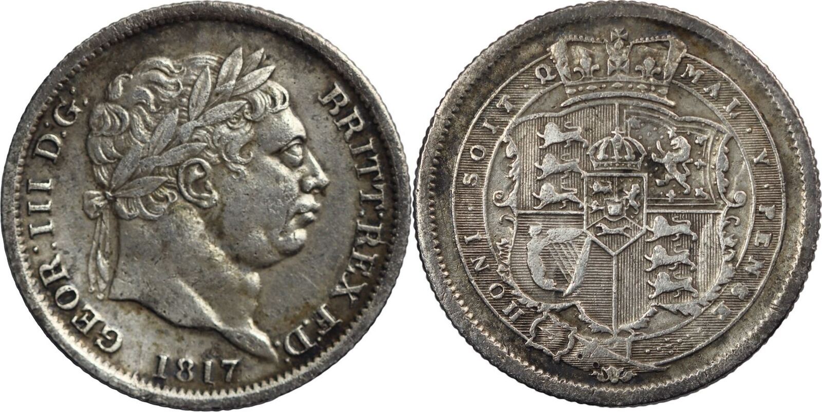 Great Britain Shilling 1817 Two legend errors VF | MA-Shops