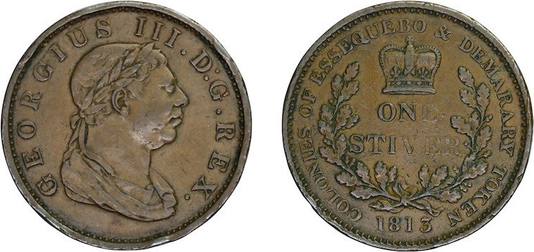 Essequebo & Demarary. Stiver 1813 King George III gFine-aVF | MA-Shops