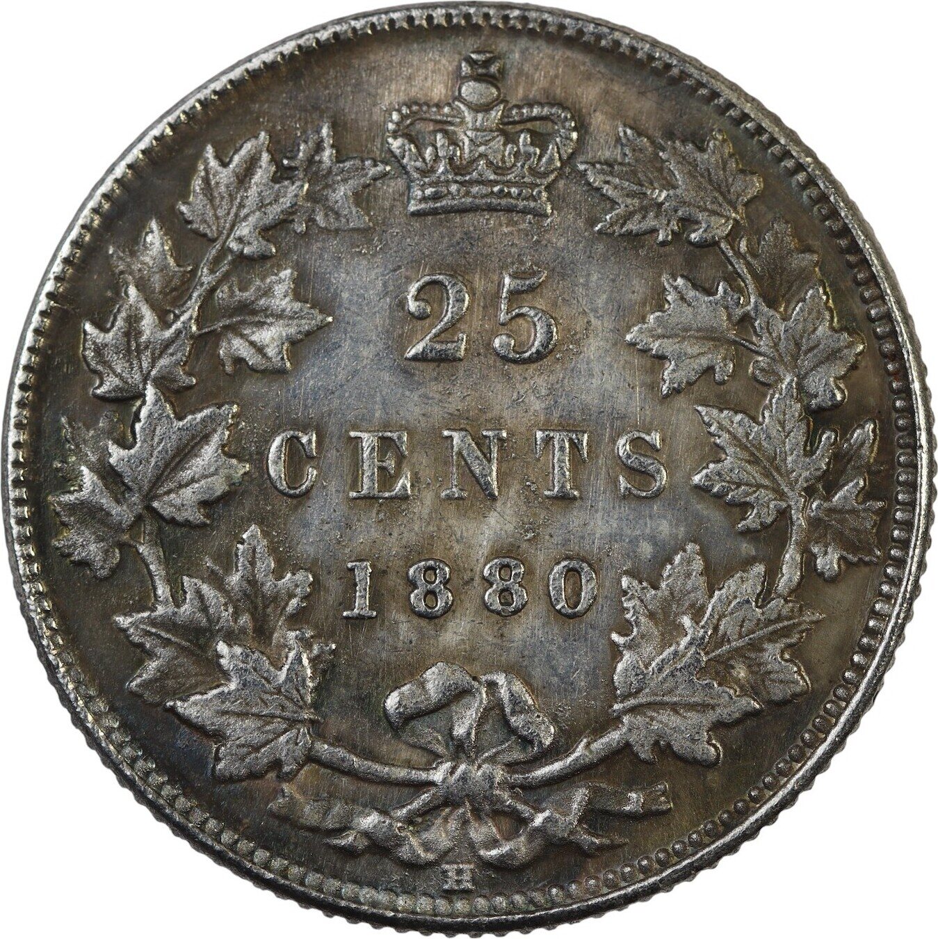 Canada 25 Cents 1880H Scarce Wide 0 in date. VF | MA-Shops