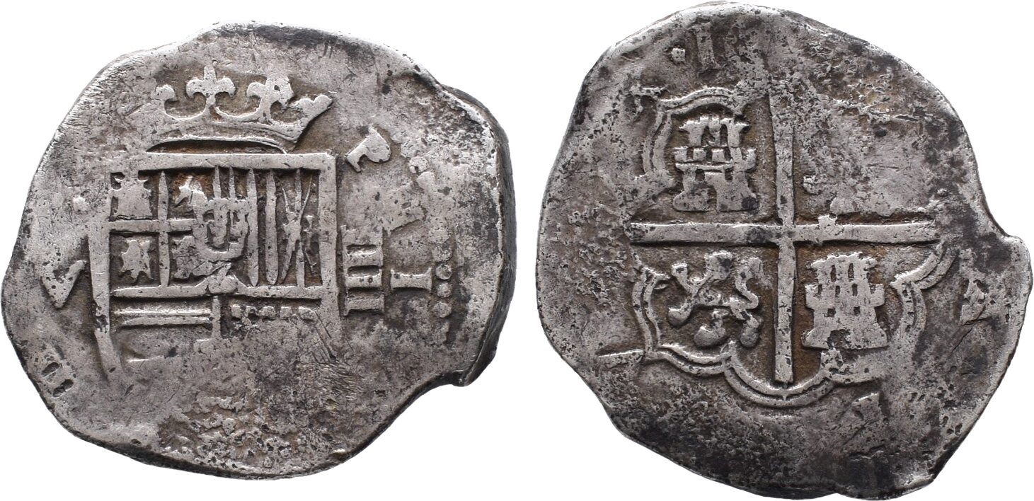 Spanien Cob 4 Reales SV, Sevilla. Philip III. 1598-1621. Ship Treasure. VF | MA-Shops