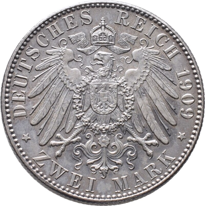 Sachsen 2 Mark 1909. Friedrich August III. 1904-1918. Universität ...